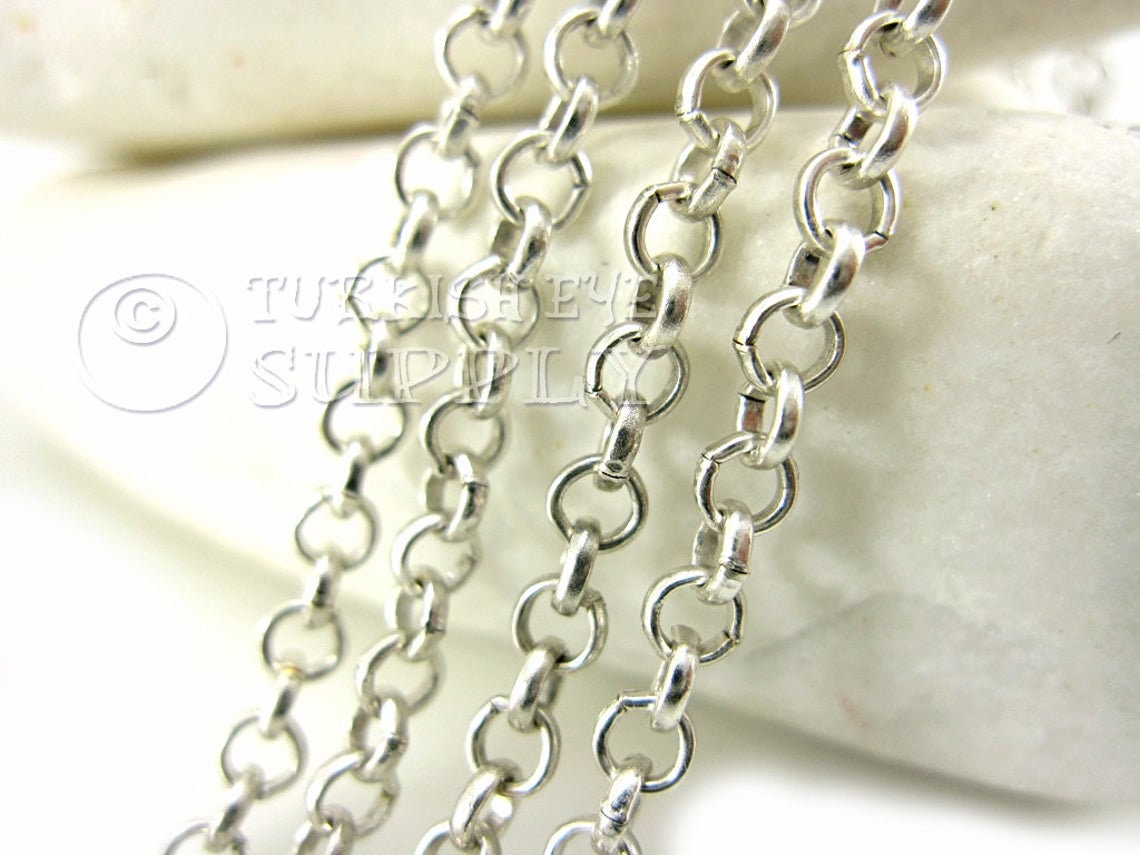 Silver Rolo Chain, 3.5mm Rolo Chain, Long Silver Chain, 1 Meter - 3.3 ...