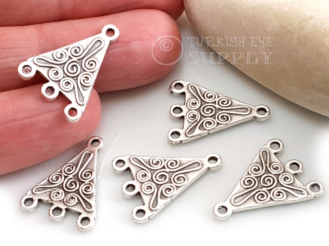 Silver Triangle Connector, Multi Loop Connector, Triple Loop Necklace ...