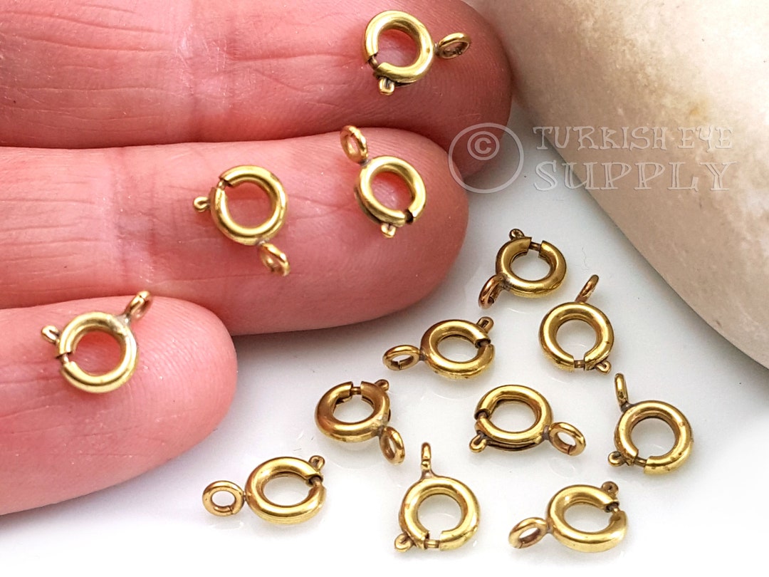 Brass Spring Clasp, 6mm Round Spring Ring Clasps, Raw Brass Jewelry ...