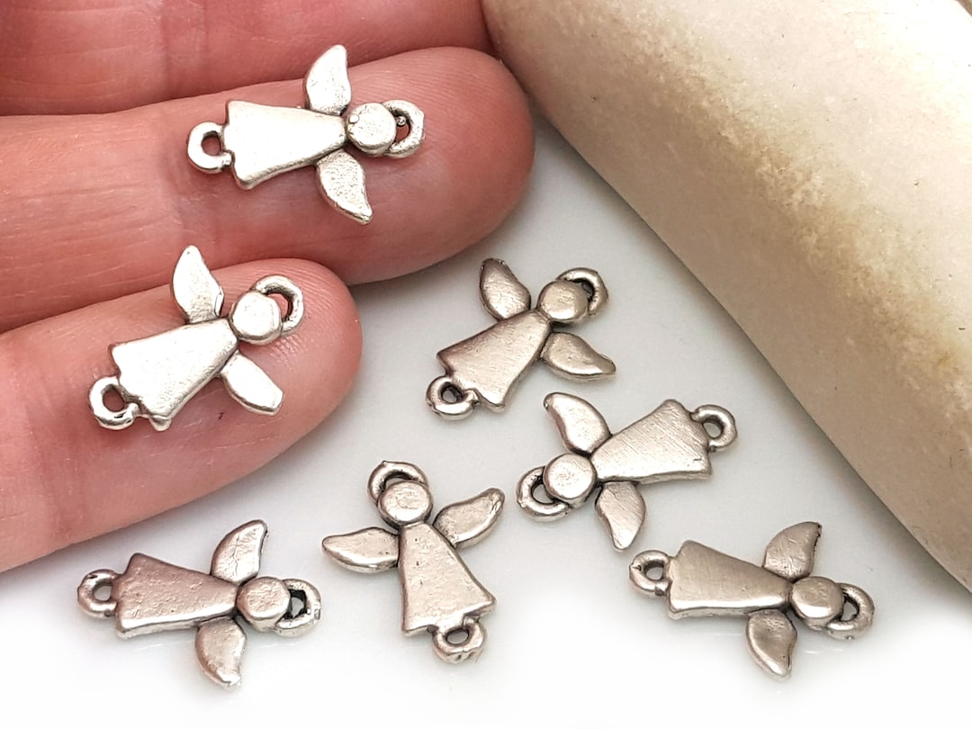 Silver Angel Charms, Angel Connector Charms, Mini Angel Charm, Angel ...