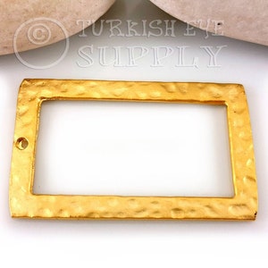 Hammered Gold Rectangle Pendant, 22k Gold Plated, Rectangle Link ...