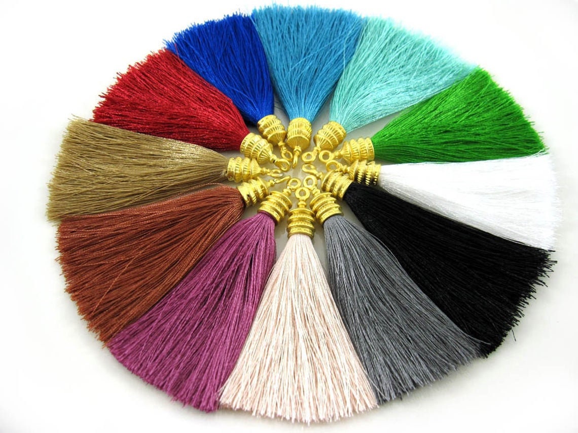 Tassel Pendant Copper Handmade Silk Thread Tassel 22k Gold | Etsy