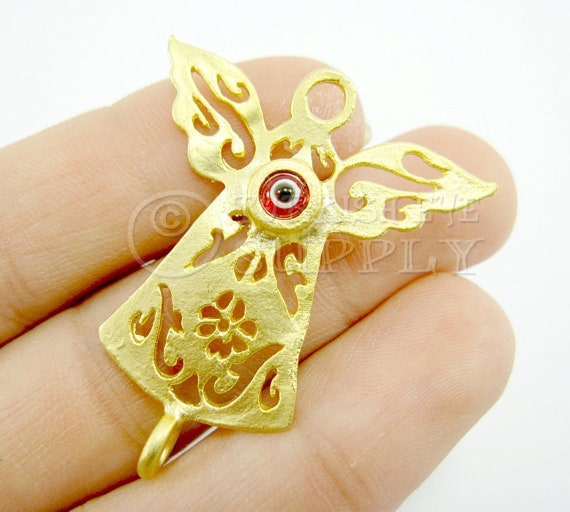 Angel Connector With Red Evil Eye Fretwork Angel Connector | Etsy