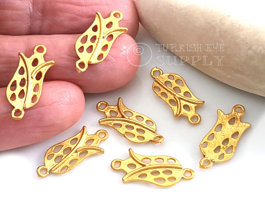 Gold Tulip Charms, Tulip Connector Charms, Flower Bracelet Connectors ...