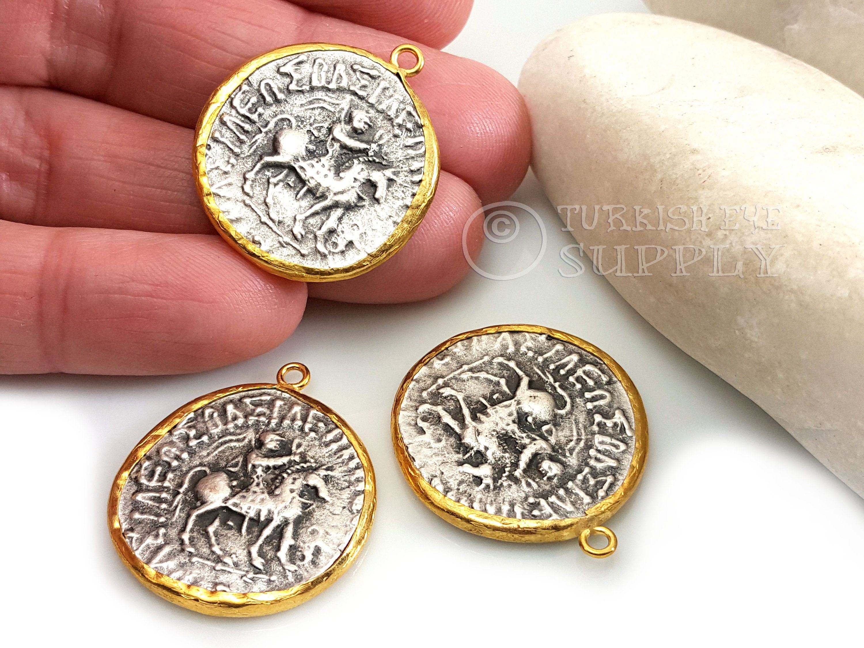 Ancient Greek Coin Greek Medallion Pendant Gold Plated - Etsy