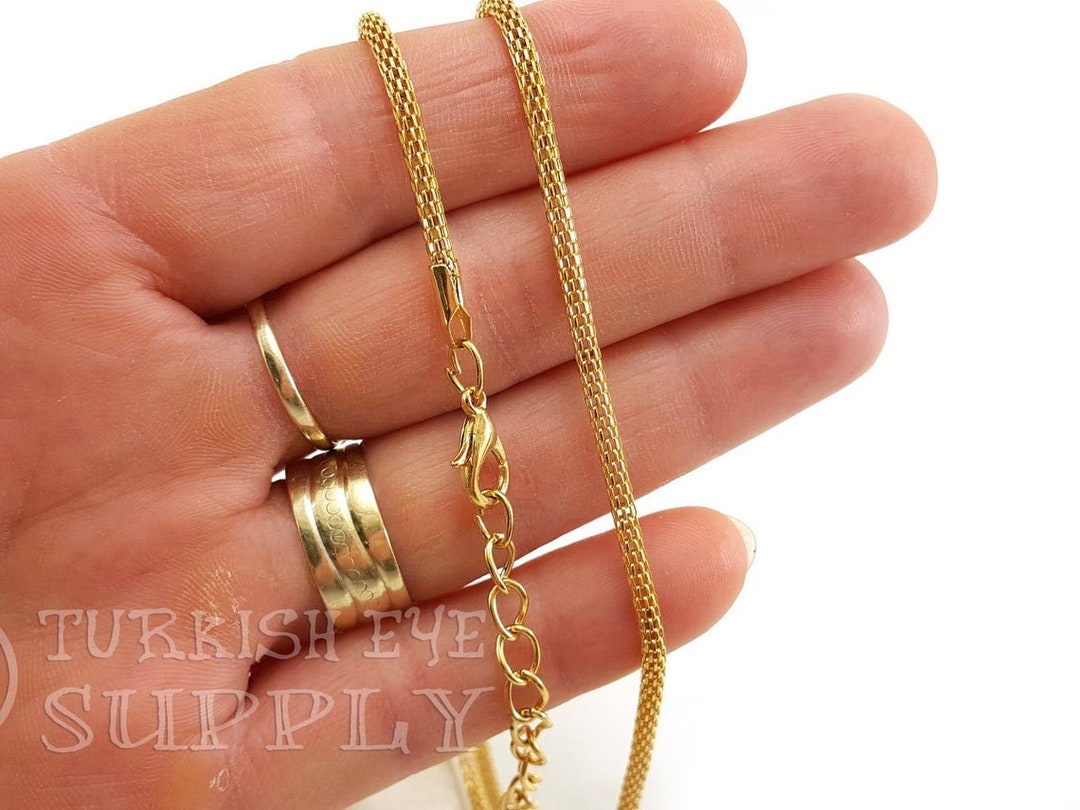 Gold Hollow Mesh Snake Chain With Lobster Clasp, Finished Gold Chain ...