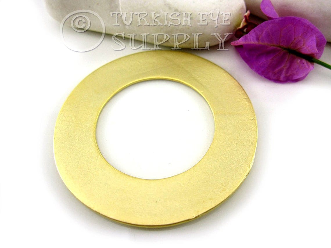 Gold Hoop Pendant, Large Flat Circle Pendant, Gold Tribal Pendant ...