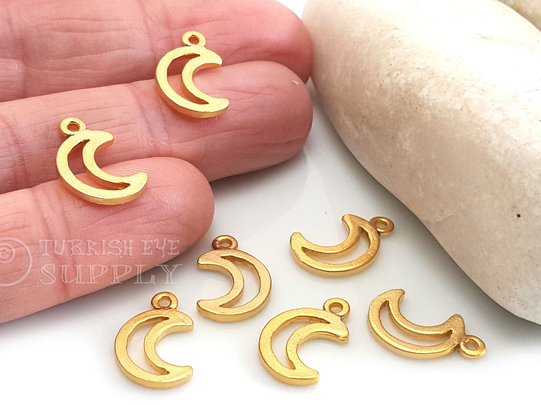 Gold Moon Charms, Mini Moon Charms, Cut Out Moon Charms, Mini Crescent ...
