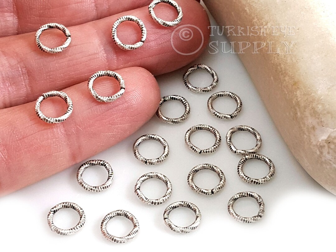 8mm Silver Jump Rings, Open Jump Rings, Textured Silver Jump Rings ...