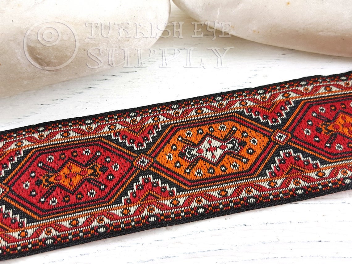 Jacquard Ribbon, Oriental Motive Ribbon, Ethnic Ribbon, Woven Border ...