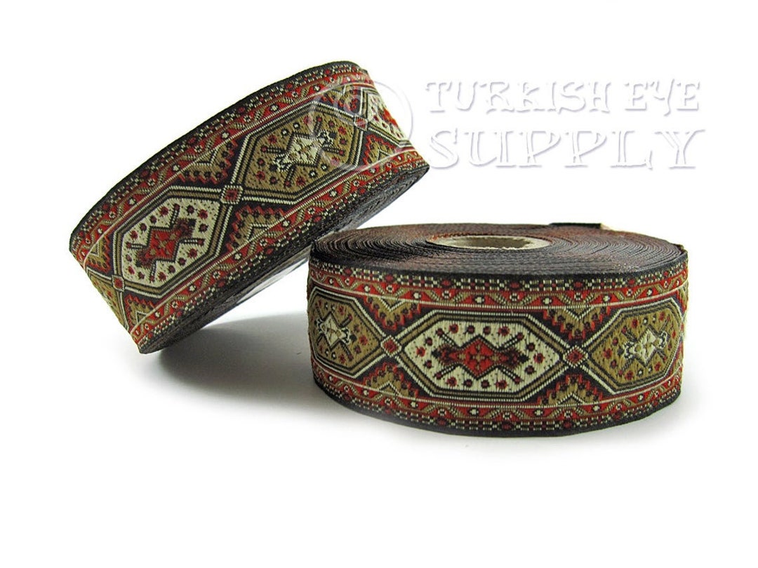 Jacquard Ribbon, Oriental Motive Ribbon, Ethnic Ribbon, Woven Border ...