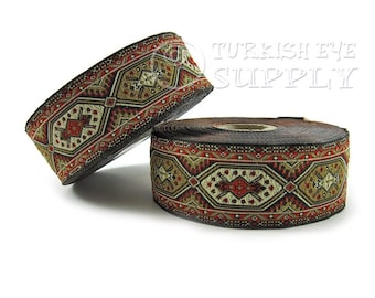 2m Red Jacquard Ribbon Indian Design Width 16mm, Designs, Trimming ...