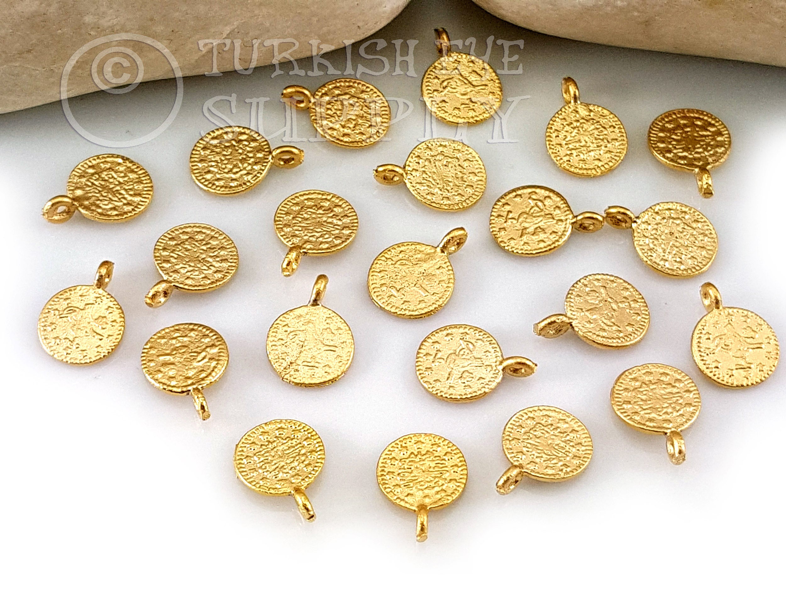 Mini Gold Coin Charms Tiny Turkish Coin Charms Ottoman Coin | Etsy