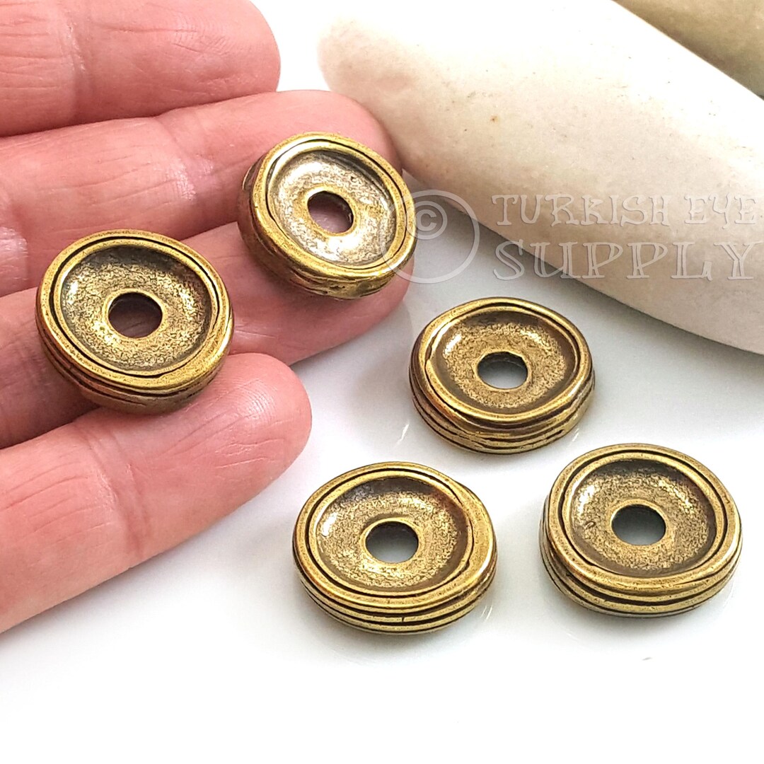 Antique Bronze Plated Disc Spacers, Rustic Charm Beads (3pc) - Etsy