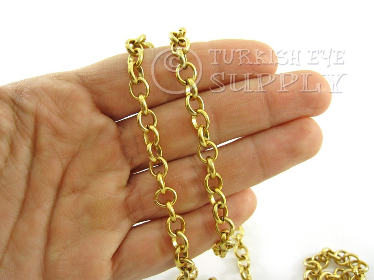 7mm Gold Rolo Chain Round Link Chain 22k Gold Plated Chain - Etsy