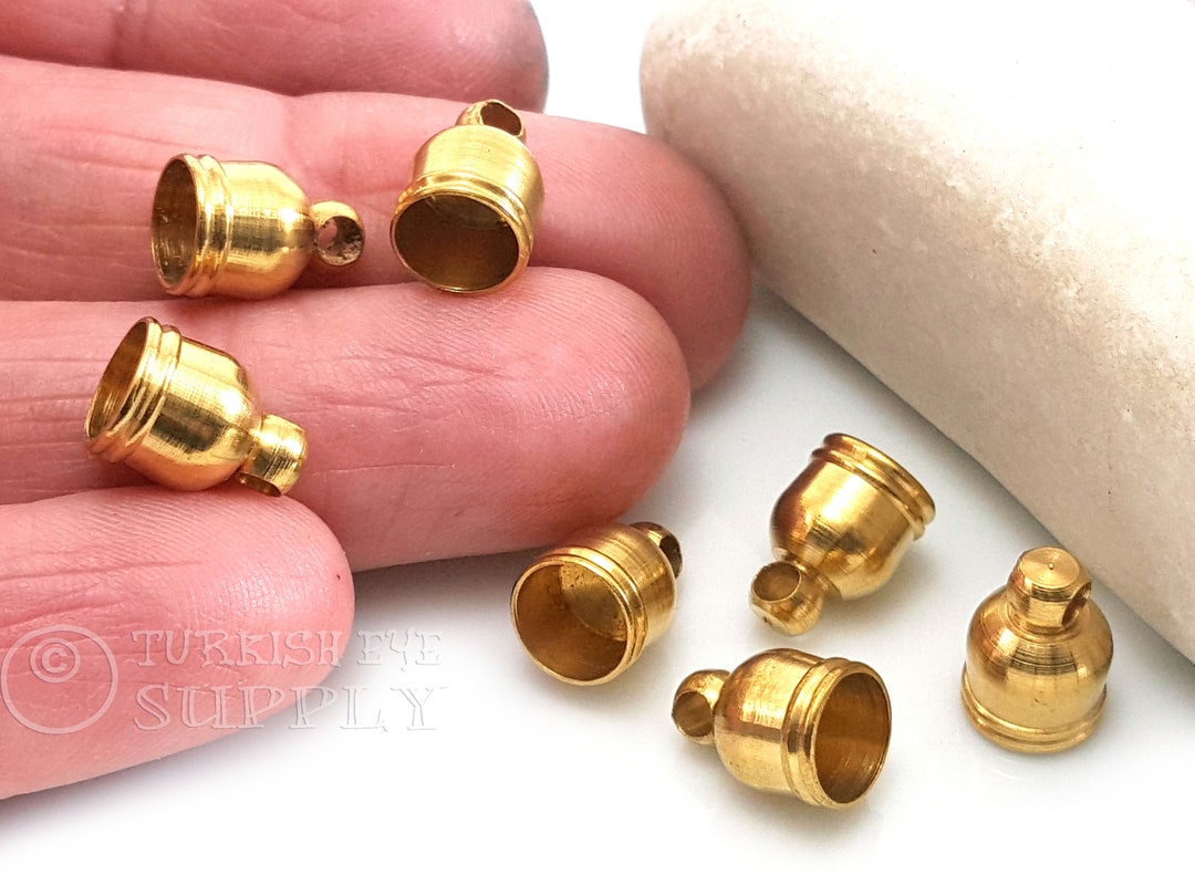 Raw Brass Cord End Caps, Solid Brass Cord Tip, Brass Bead Caps, Brass ...