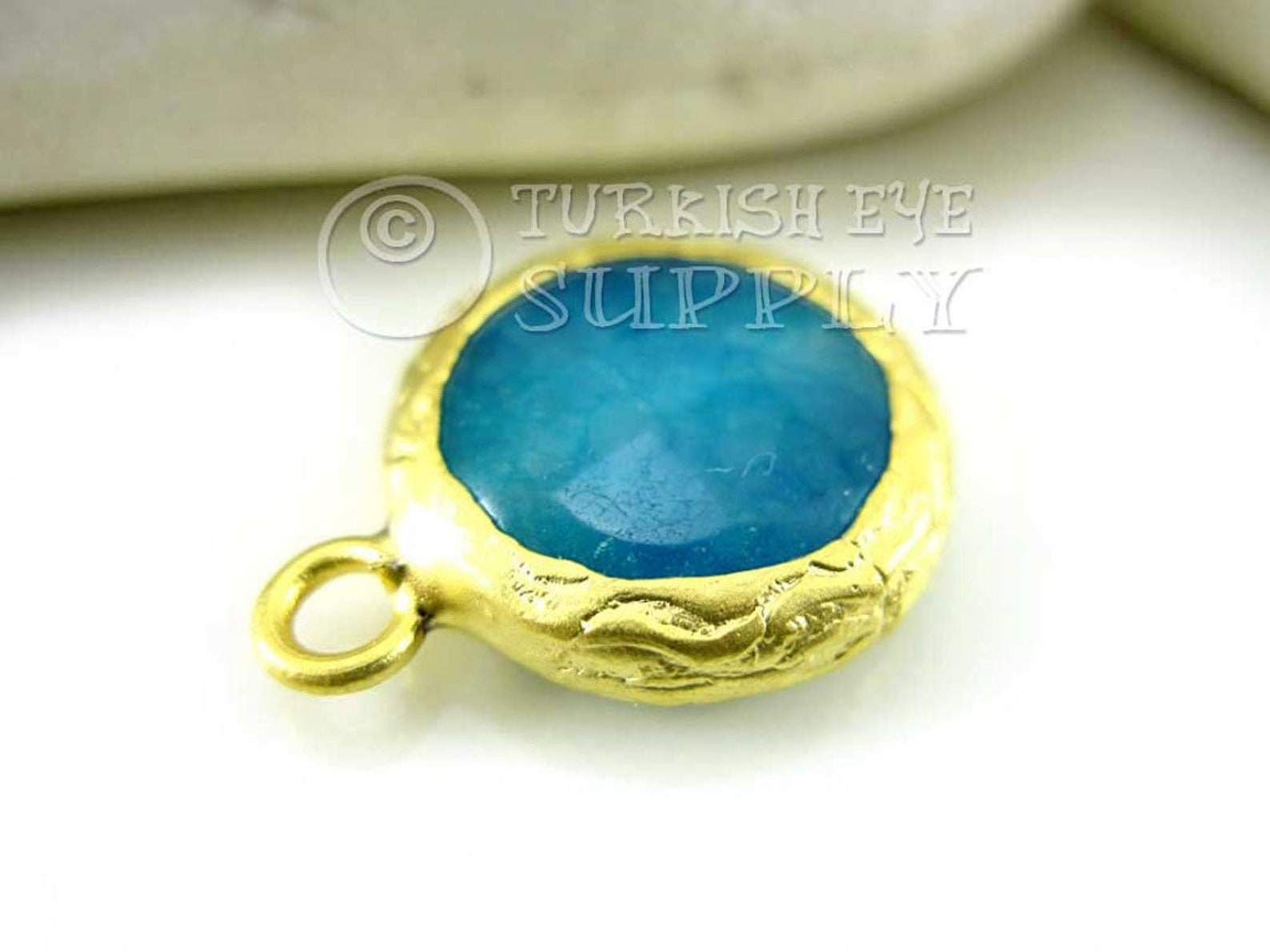 Gemstone Pendant Translucent Cyan Jade Pendant 22k Gold - Etsy