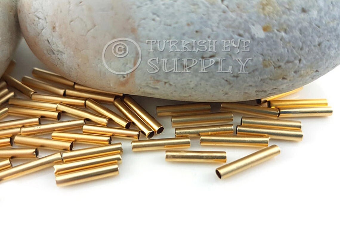 Mini Gold Tube Beads 22k Gold Plated Spacer Beads Gold Tube | Etsy