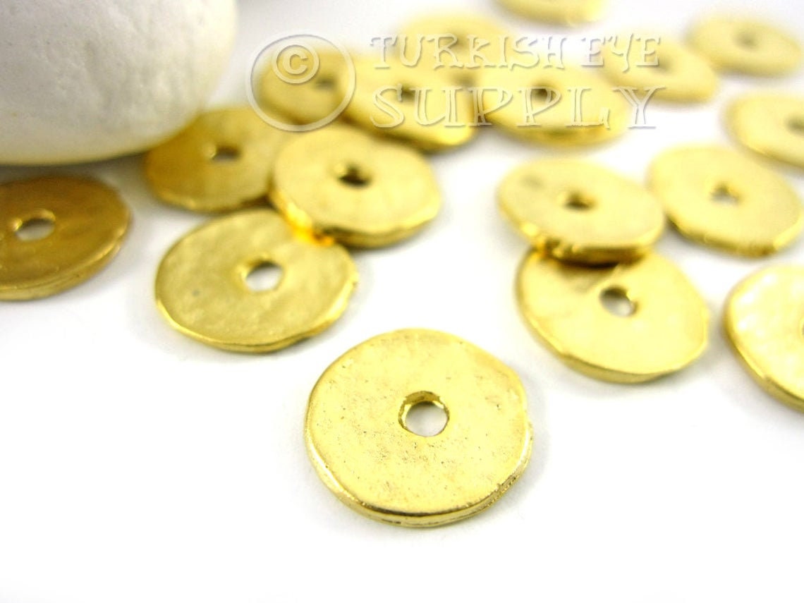 Hammered Disc Beads Gold Heishi Beads Mini Gold Disc Charms - Etsy UK