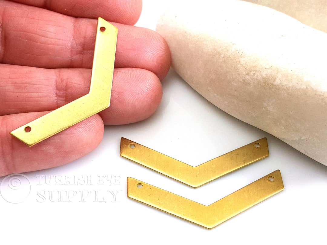 Brass Chevron Pendant, Raw Brass, Chevron Connector, Chevron Blanks ...