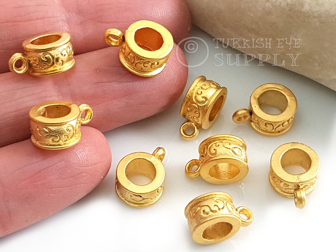 Gold Pendant Bails, Mini Cord Bails, Bohemian Jewelry Bail, Tribal ...