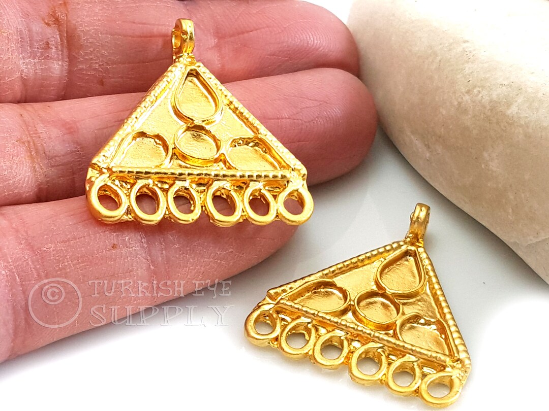 Gold Triangle Connector, Multi Strand Connector, Chandelier Earring ...