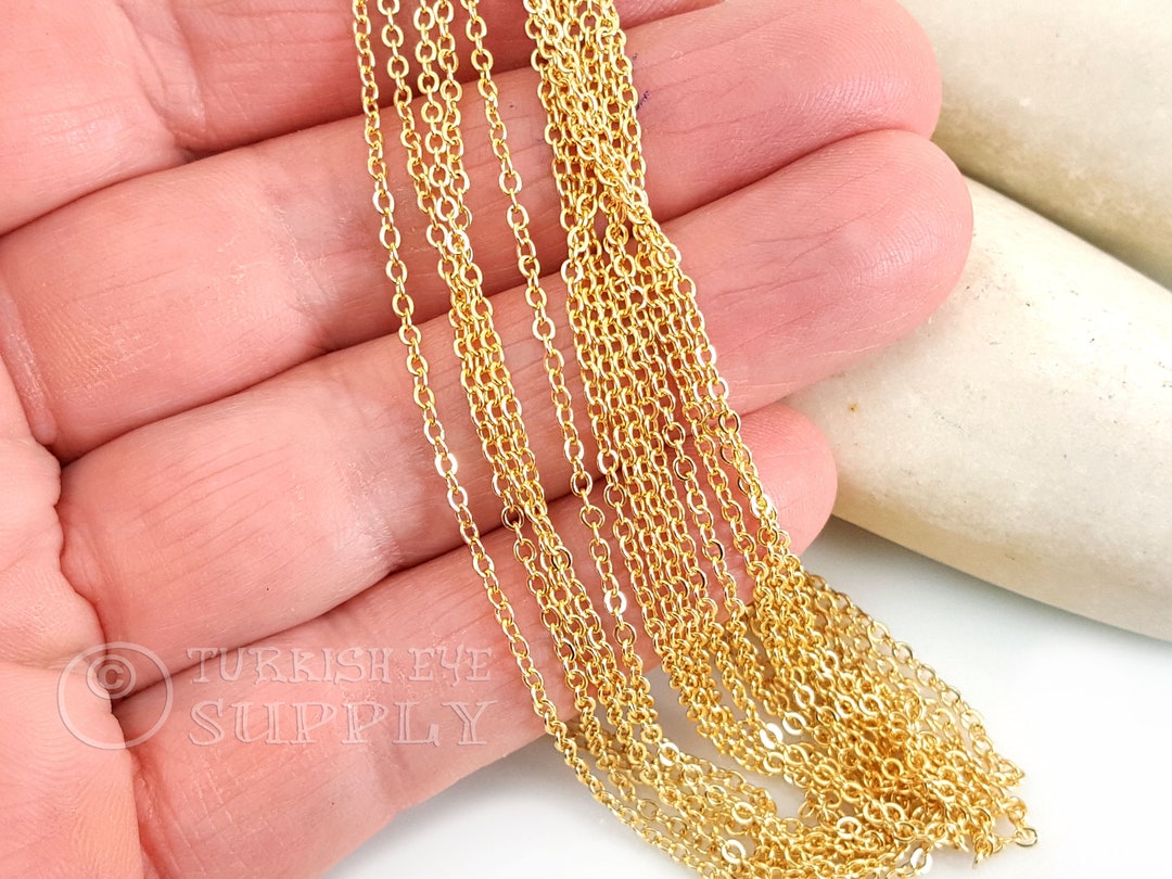 Shiny Gold Chain, Dainty Gold Cable Chain, 1.5mm, Bulk Chain, 5 Meter ...