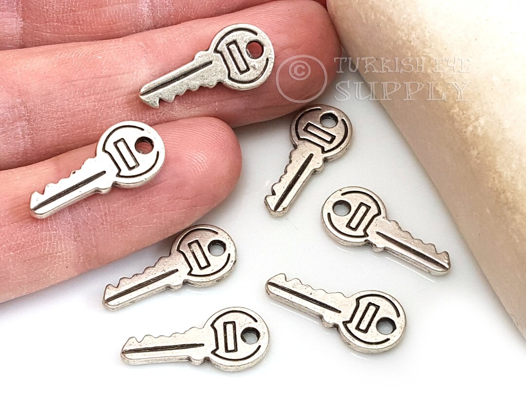 Silver Key Charms, Mini Key Charms, Silver Key Pendant, Silver Key ...