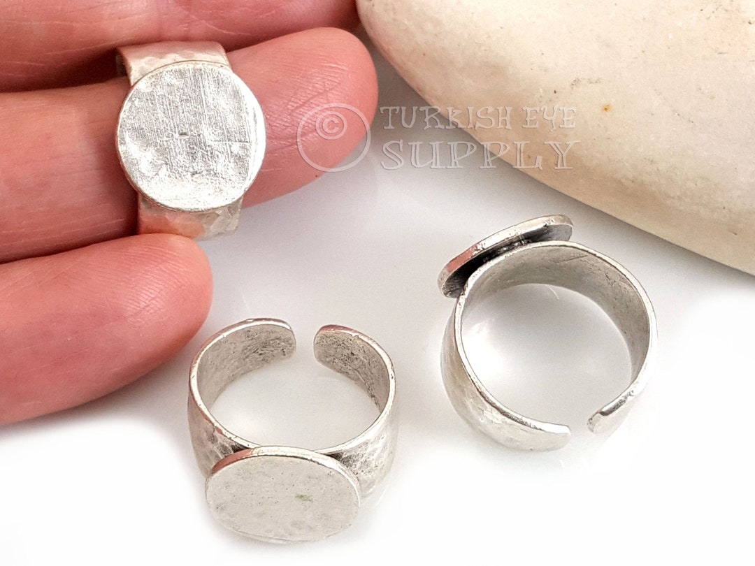 Gehämmerte Silber Ring Rohlinge, Verstellbarer Ring Rohling, Antik ...