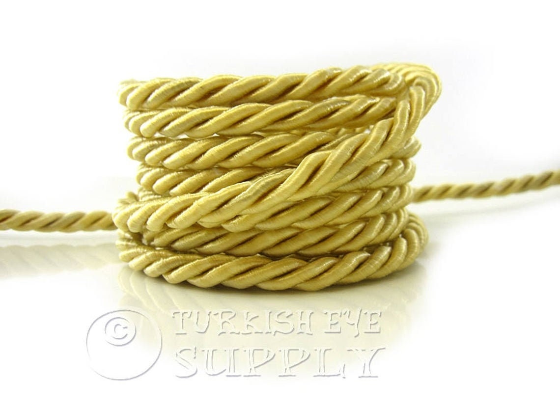 Silk Braid Cord, Golden Yellow Cord, Twisted Silk Rope, 7mm Cord, 1 ...
