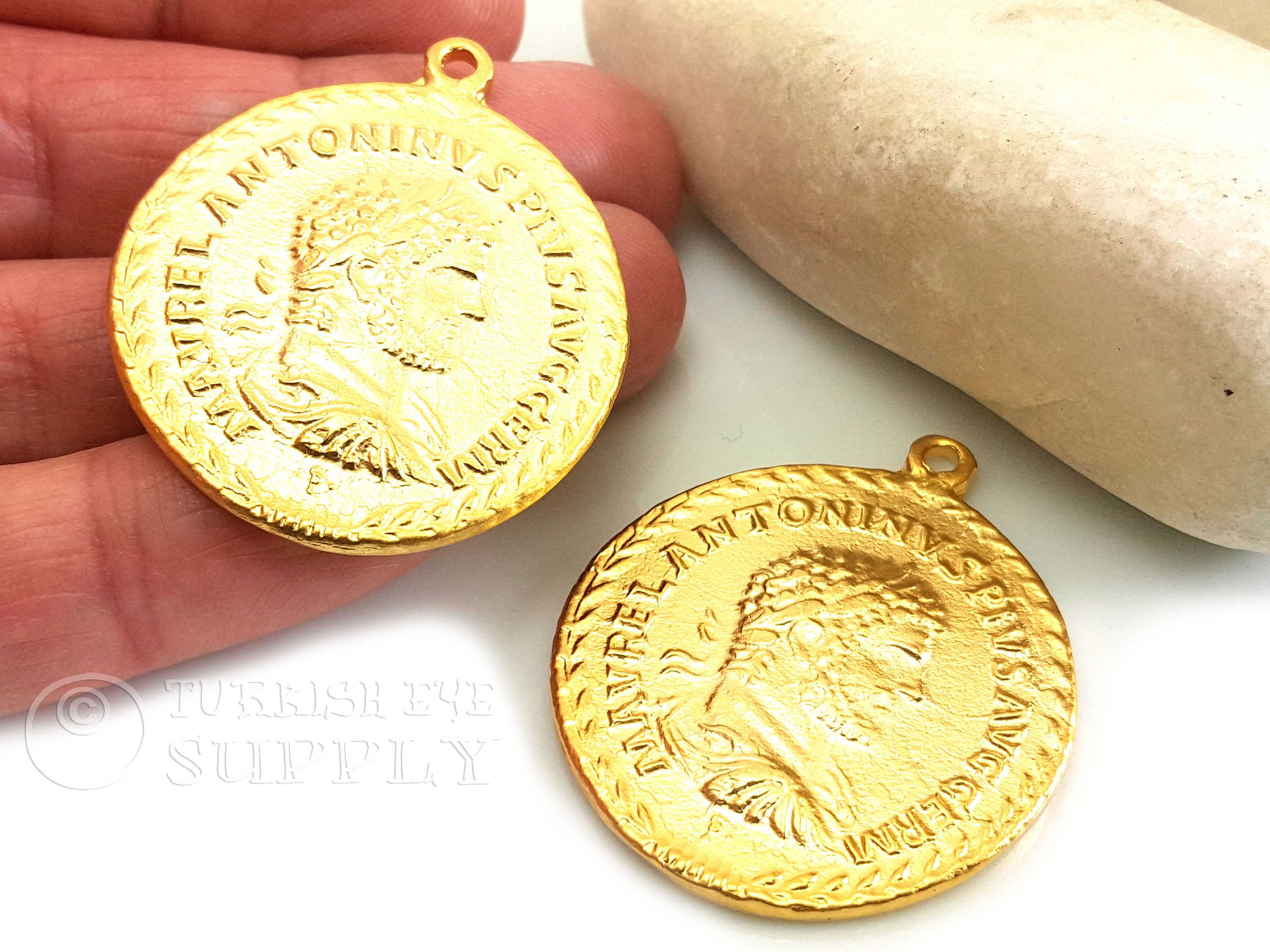 Gold Greek Coin Pendant Large Greek Coin Gold Medallion - Etsy
