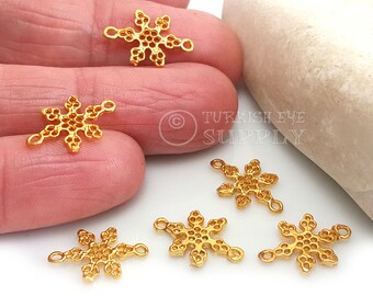 8X8MM 24K Shiny Gold Plated Star Connector Beads, Tiny Star Charm ...