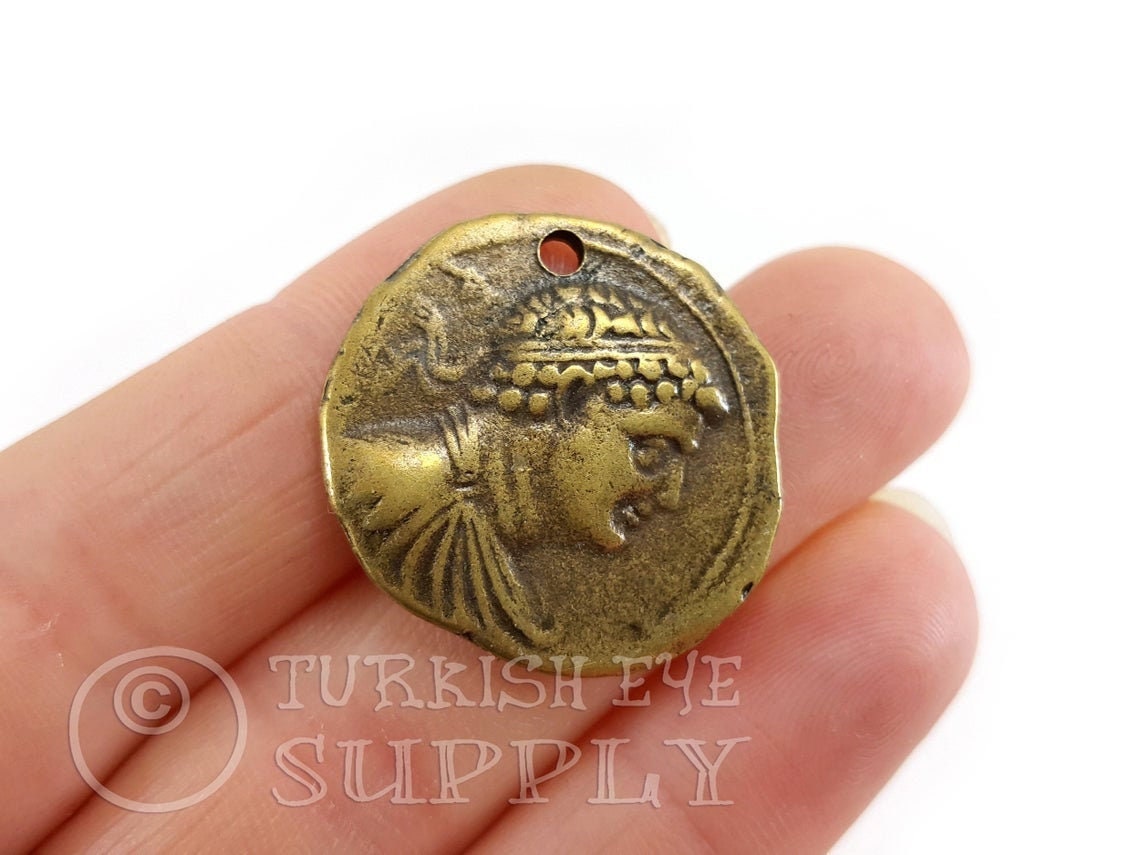 Greek Medallion Pendant Ancient Greek Coin Pendant Bronze | Etsy