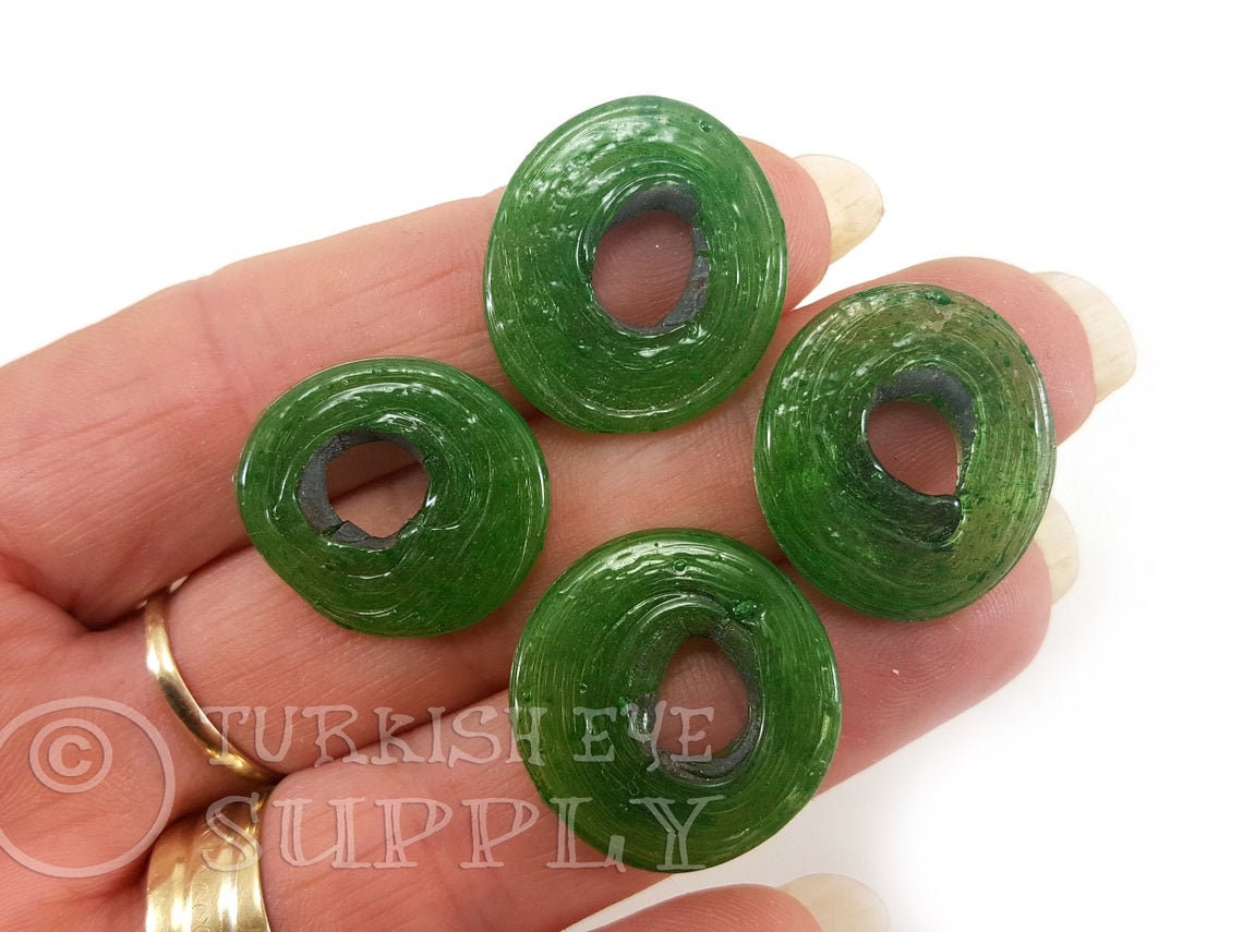 Green Flat Round Beads Round Disc Bead Round Glass Bead - Etsy