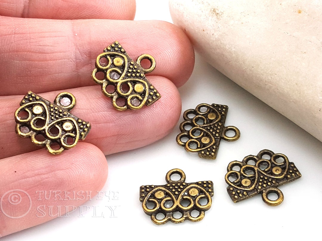 Multi Strand Rectangle Connector, Bronze Necklace Connector, Multiple ...