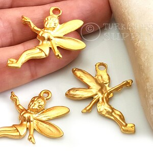 Gold Tinker Bell Charms, Mini Gold Charms, Gold Fairy Pendant, Gold ...