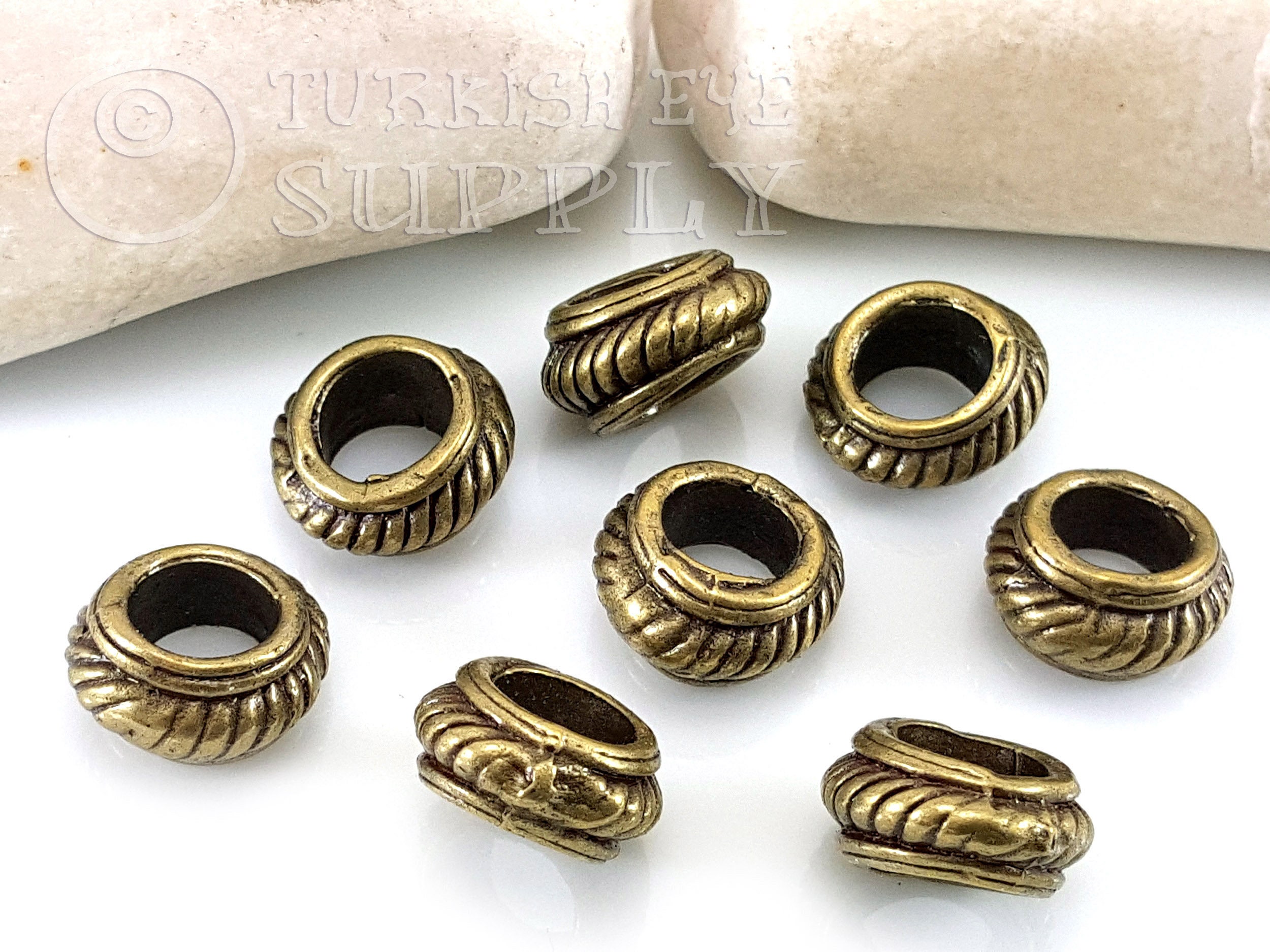 Bronze Round Beads, Rustic Bronze Spacers, Bronze Plated Beads, Large ...