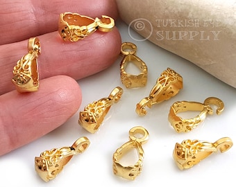 Solid 14kt Yellow Gold Locket Loops Dangle Bail, Open Ring New, Made in ...