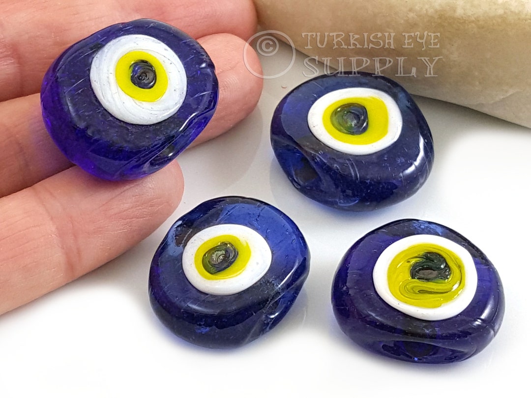 Traditional Turkish Blue Evil Eye Bead, Artisan Handmade Glass Evil Eye ...
