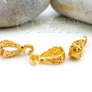 Gold Pendant Bails, Necklace Connector Bails, Open Loop Bail, 22k Gold ...