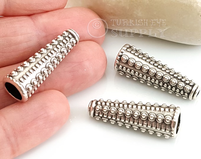 Large Silver Cone Caps, Textured Long Bead Caps, Bead End Caps, Antique ...