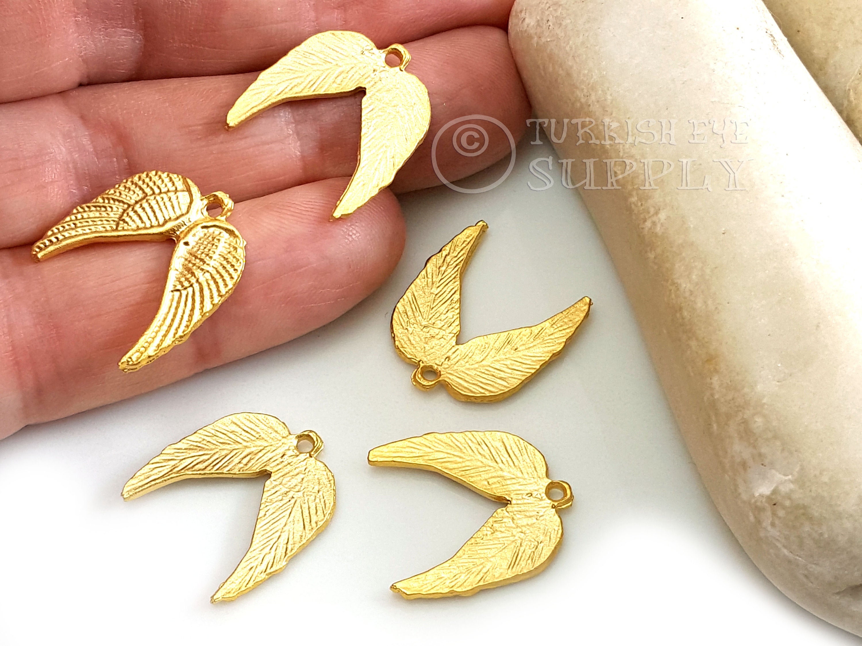 Gold Wing Charms, 22k Gold Plated, Angel Wing Charms, Gold Wing ...