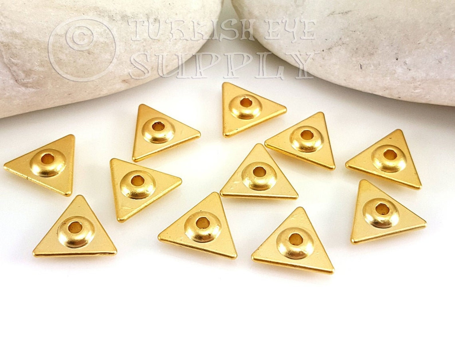 Triangle Bead Spacers 22k Gold Plated Beads Flat Triangle - Etsy