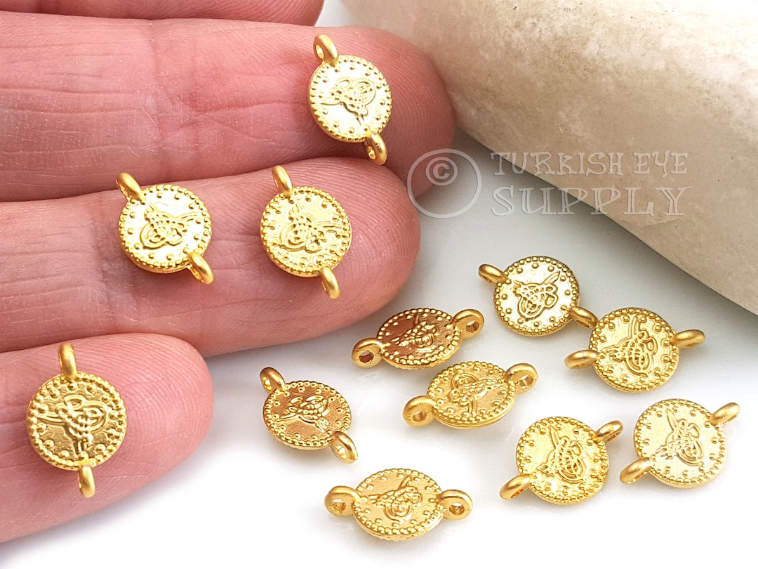 Mini Gold Coin Connectors, 22k Gold Plated, Mini Ottoman Coin Replica ...