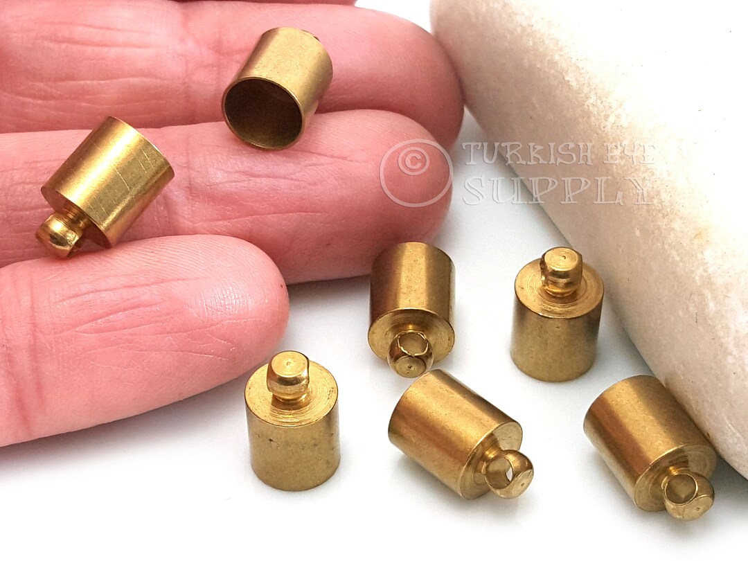 Solid Brass Cord Tip, Brass Bead Caps, Raw Brass Cord End Caps, Brass ...