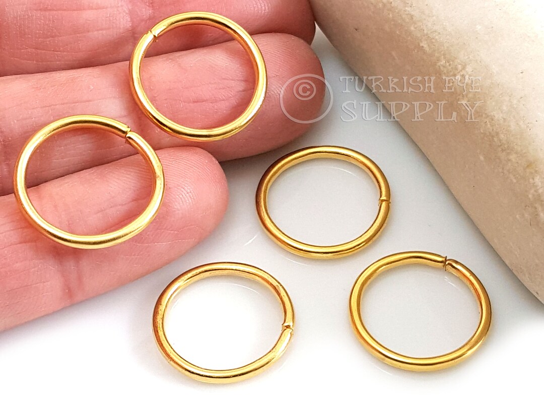 Large Gold Jump Rings, 18mm Jump Rings, 22k Gold Plated Jump Rings ...