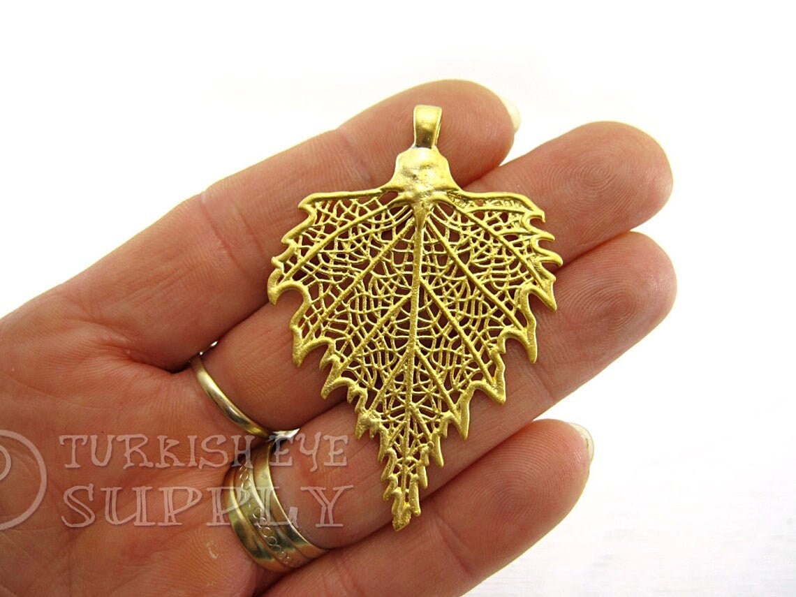 Large Gold Leaf Pendant Filigree Leaf Pendant Gold Leaf - Etsy