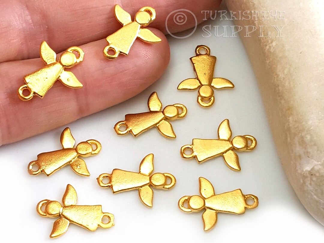 Gold Angel Charms, Angel Connector Charms, Mini Angel Charm, Gold Angel ...