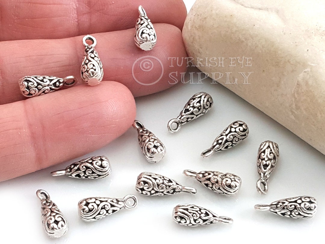 Silver Teardrop Charms, Mini Teardrop Charms, Silver Drop Charms ...