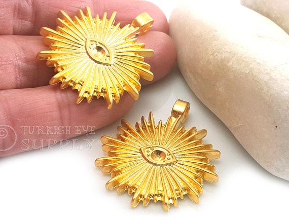 Gold Evil Eye Charm Sun Ray Charm All Seeing Evil Eye Amulet - Etsy